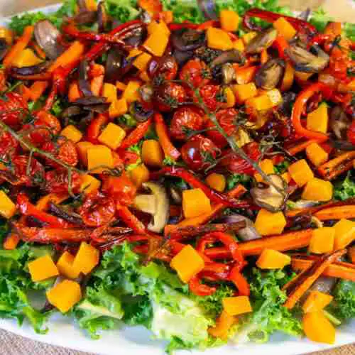 Curly Endive Salad with Roasted Vegetables