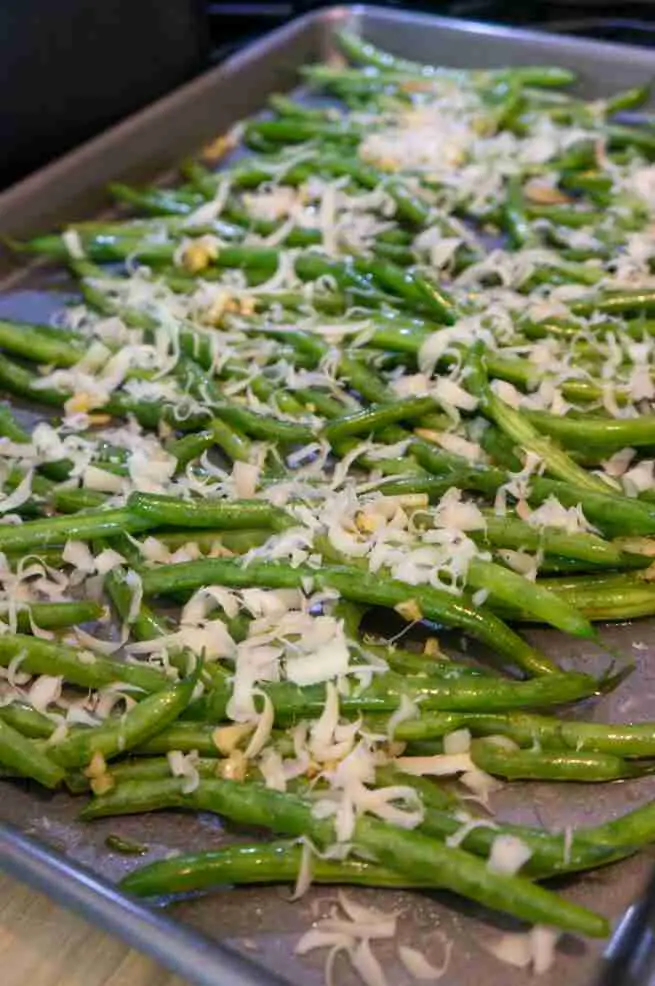 Easy Roasted String Beans With Asiago Cheese