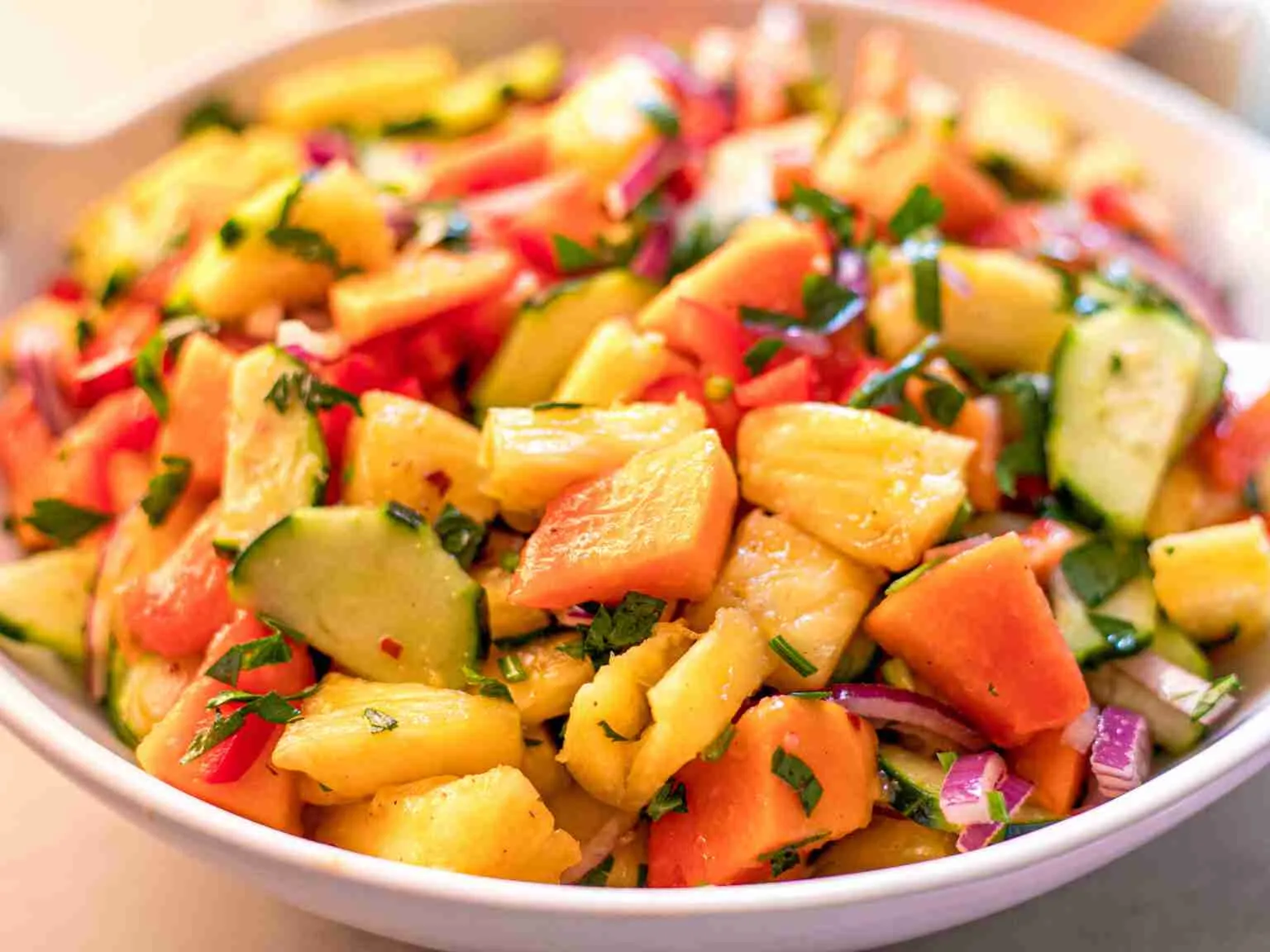 Pineapple, Papaya, And Cucumber Salad